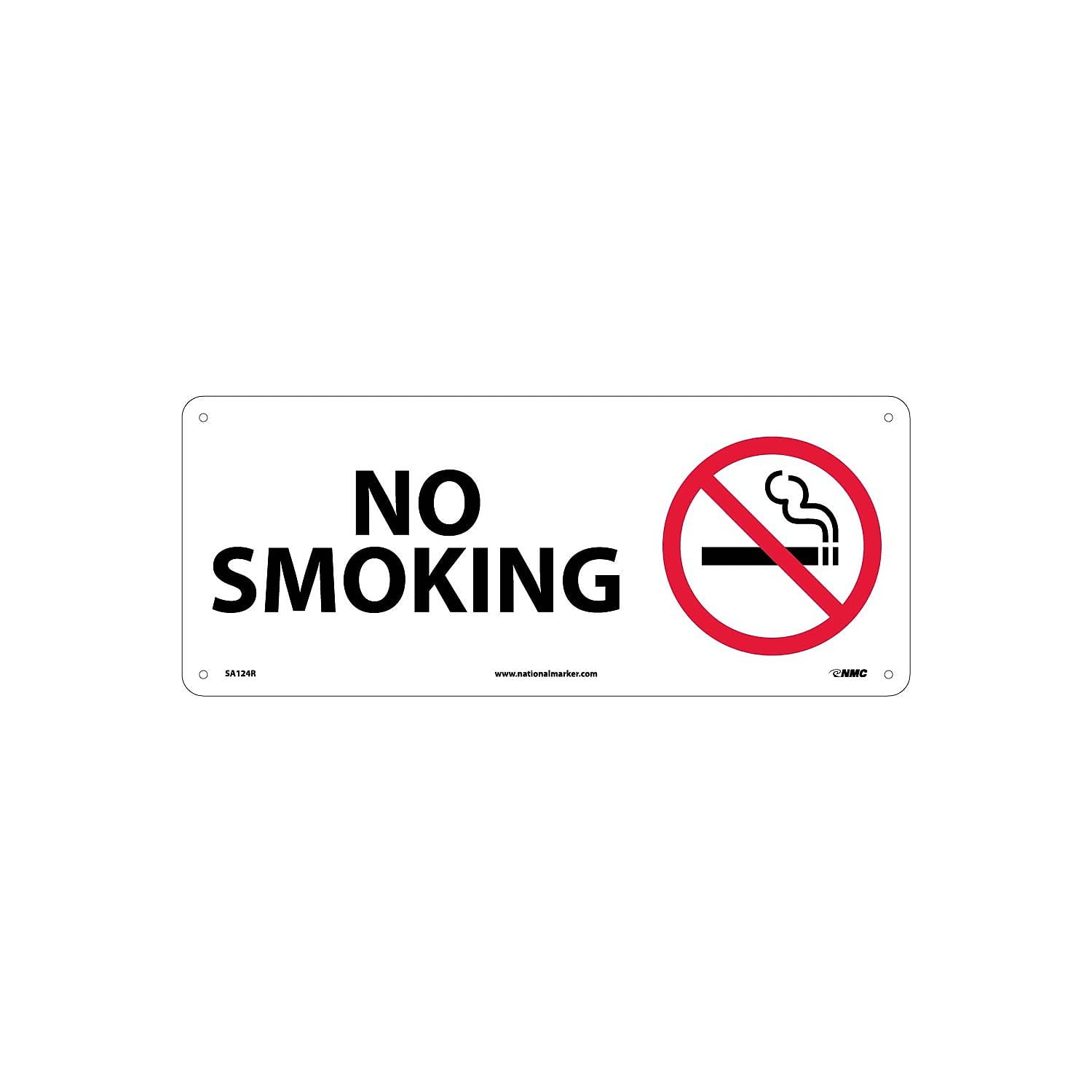 National Marker No Smoking (W/Graphic) 7X17 Rigid Plastic Notice Sign ...