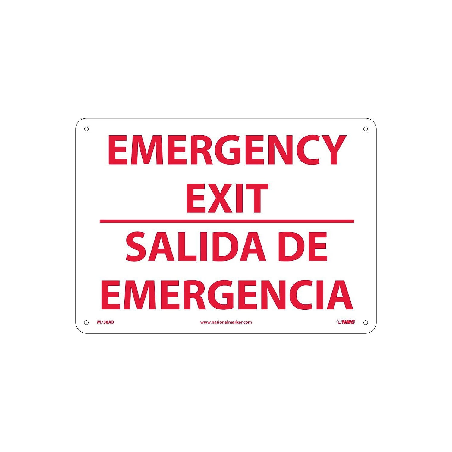 National Marker Notice Signs; Emergency Exit Bilingual 10X14 .040 ...