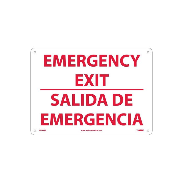 National Marker Notice Signs; Emergency Exit Bilingual 10X14 .040 ...