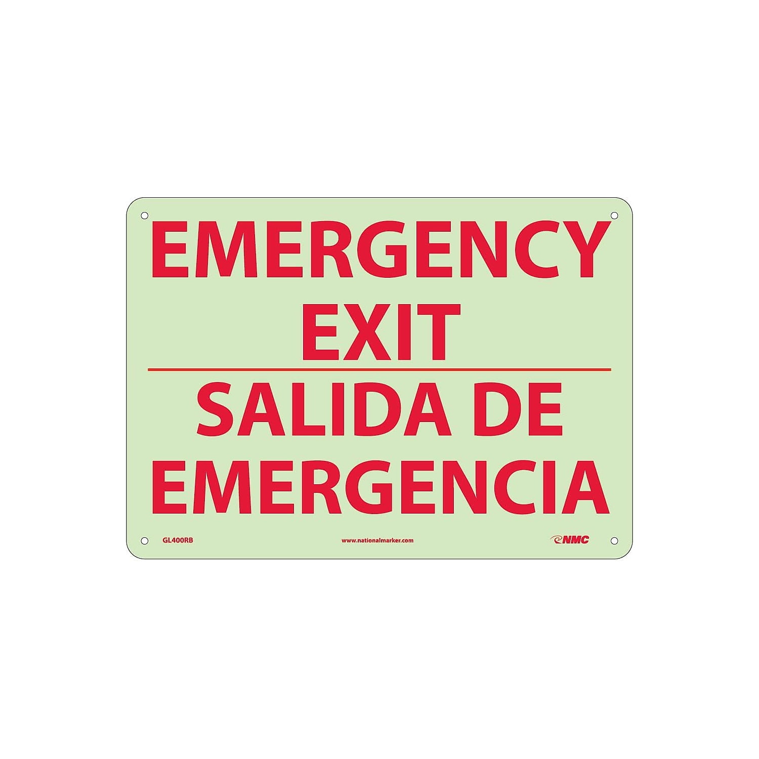 National Marker Notice Signs; Emergency Exit Bilingual 10X14 Glo Rigid ...