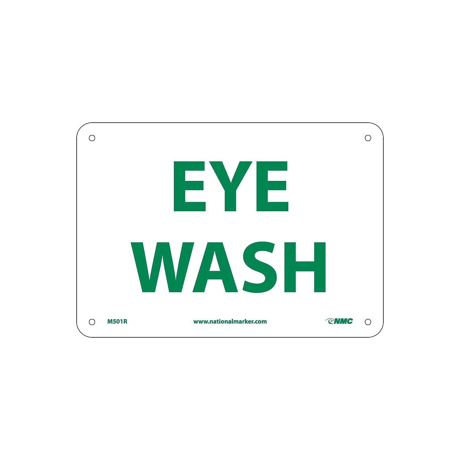 National Marker Notice Signs; Eye Wash 7" x 10" Rigid Plastic M501R ...