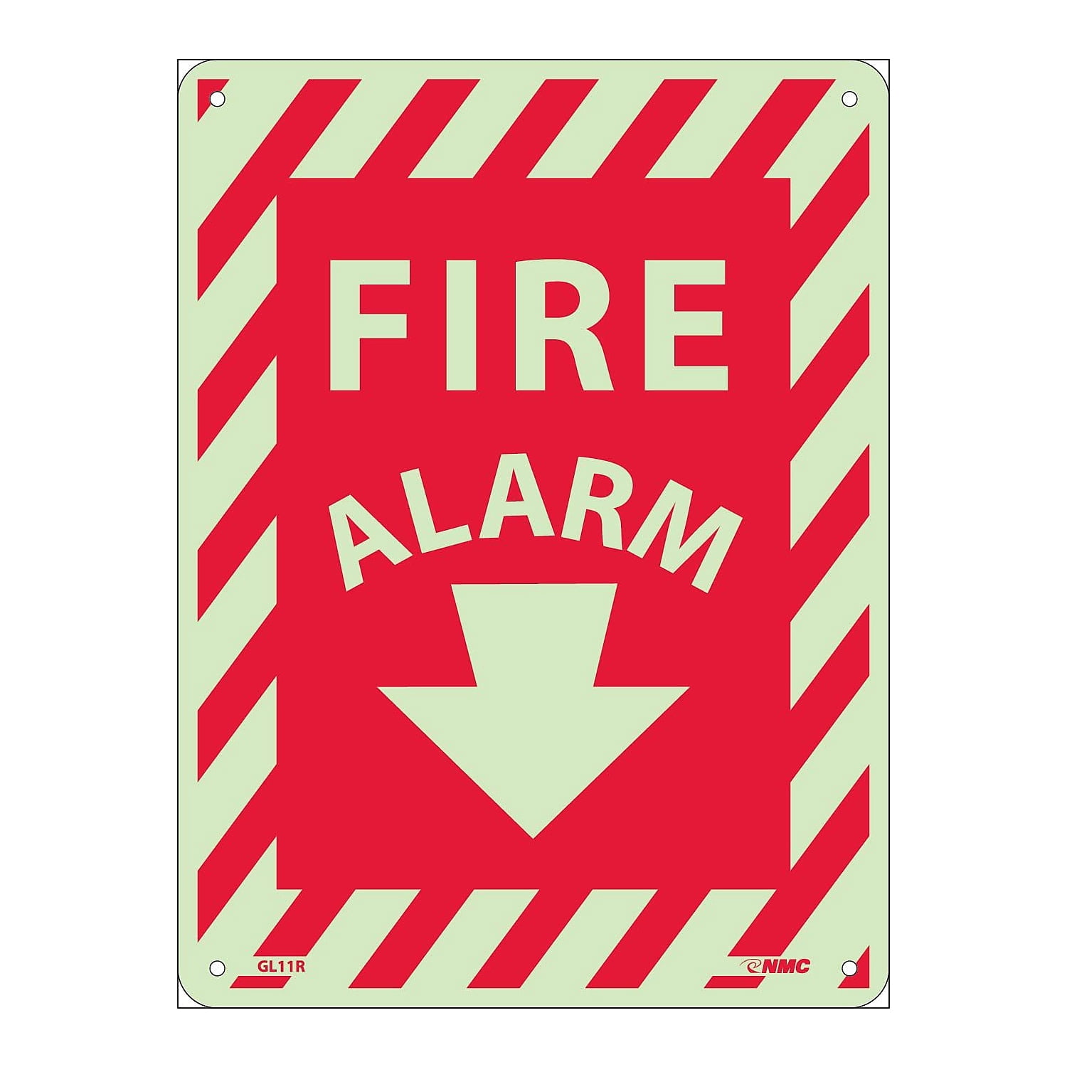 National Marker Notice Signs; Fire Alarm 12X9 Glow Rigid GL11R ...