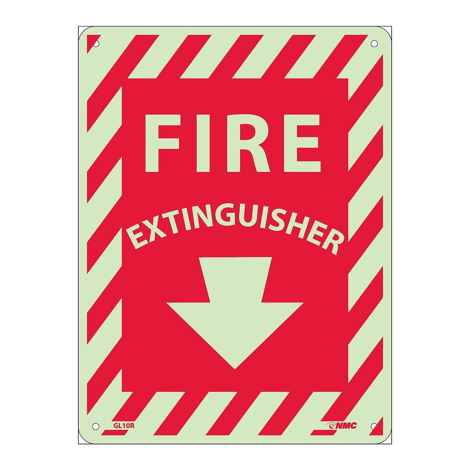 National Marker Notice Signs; Fire Extinguisher 12X9 Glow Rigid GL10R ...