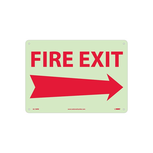 National Marker Notice Signs; Fire Fire Exit Right Arrow 10X14 Rigid ...