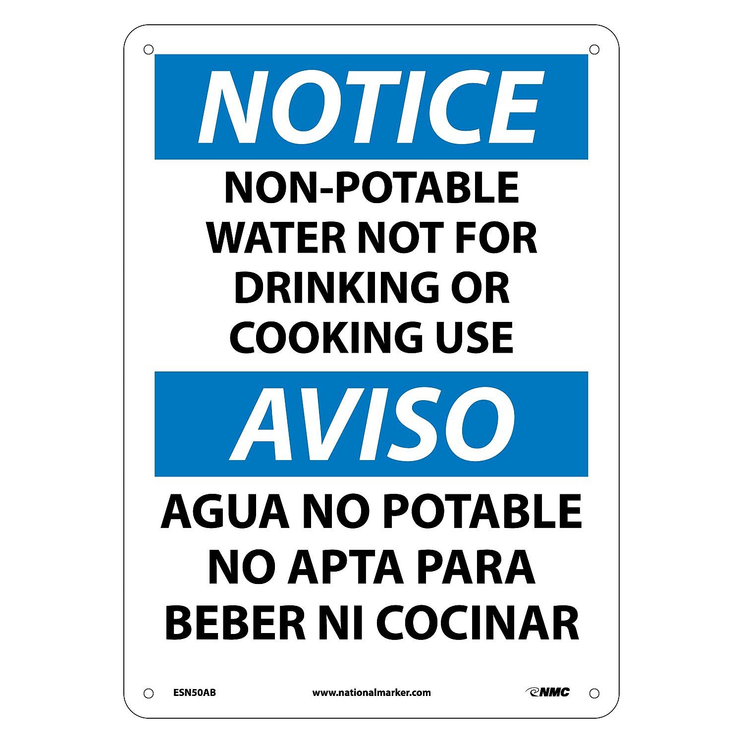 National Marker Notice Signs; Non-Potable Water Not For Drinking Or ...