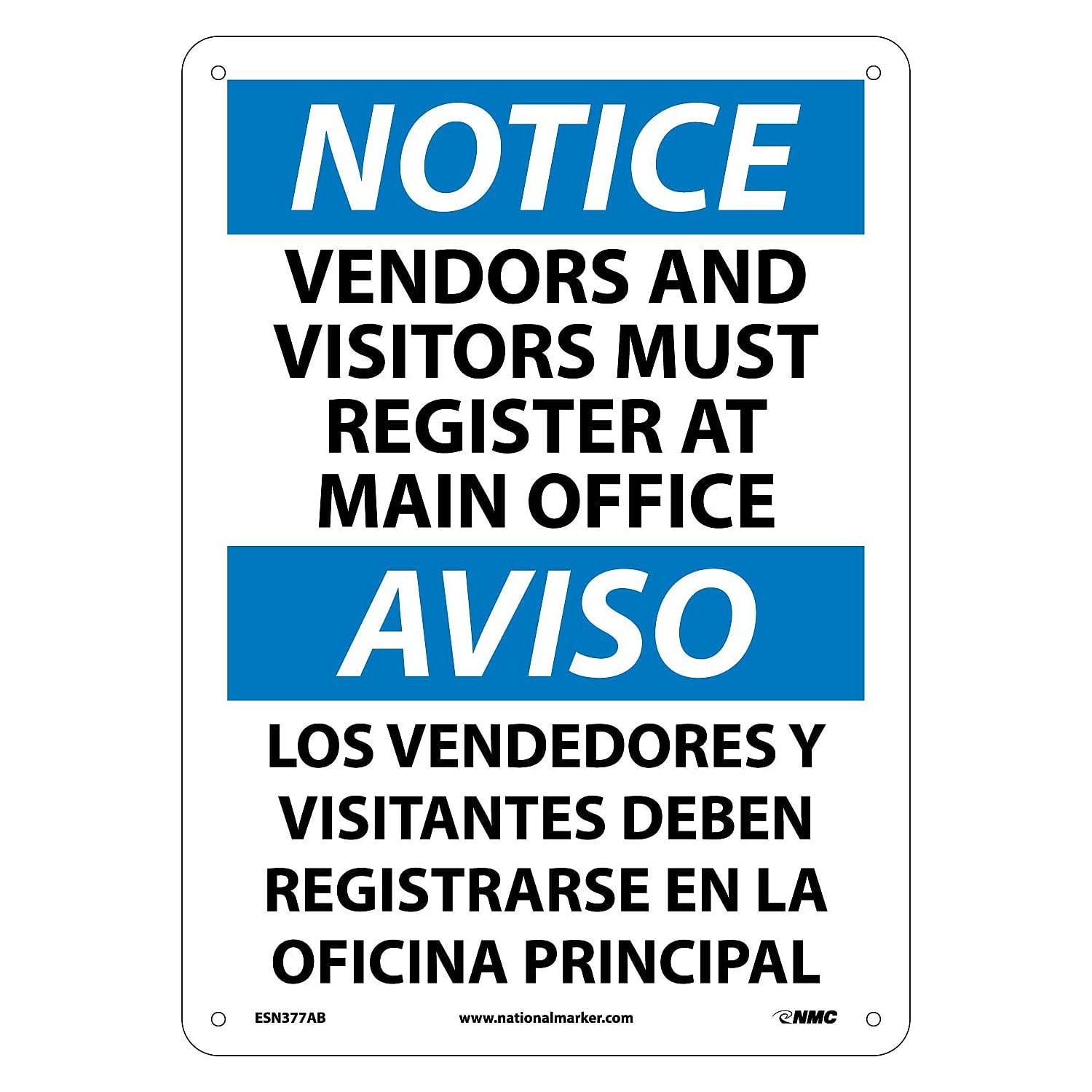 National Marker Notice Signs; Vendors And Visitors Must Register At ...