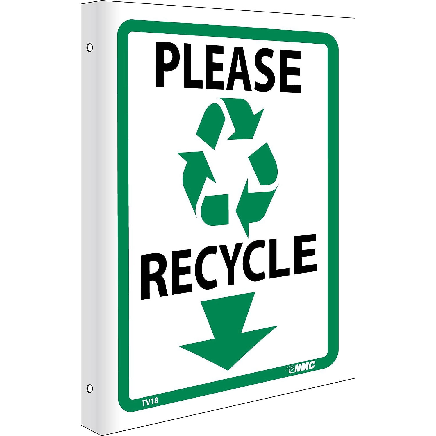 National Marker Please Recycle Flanged 10X8 Rigid Plastic Notice Sign ...