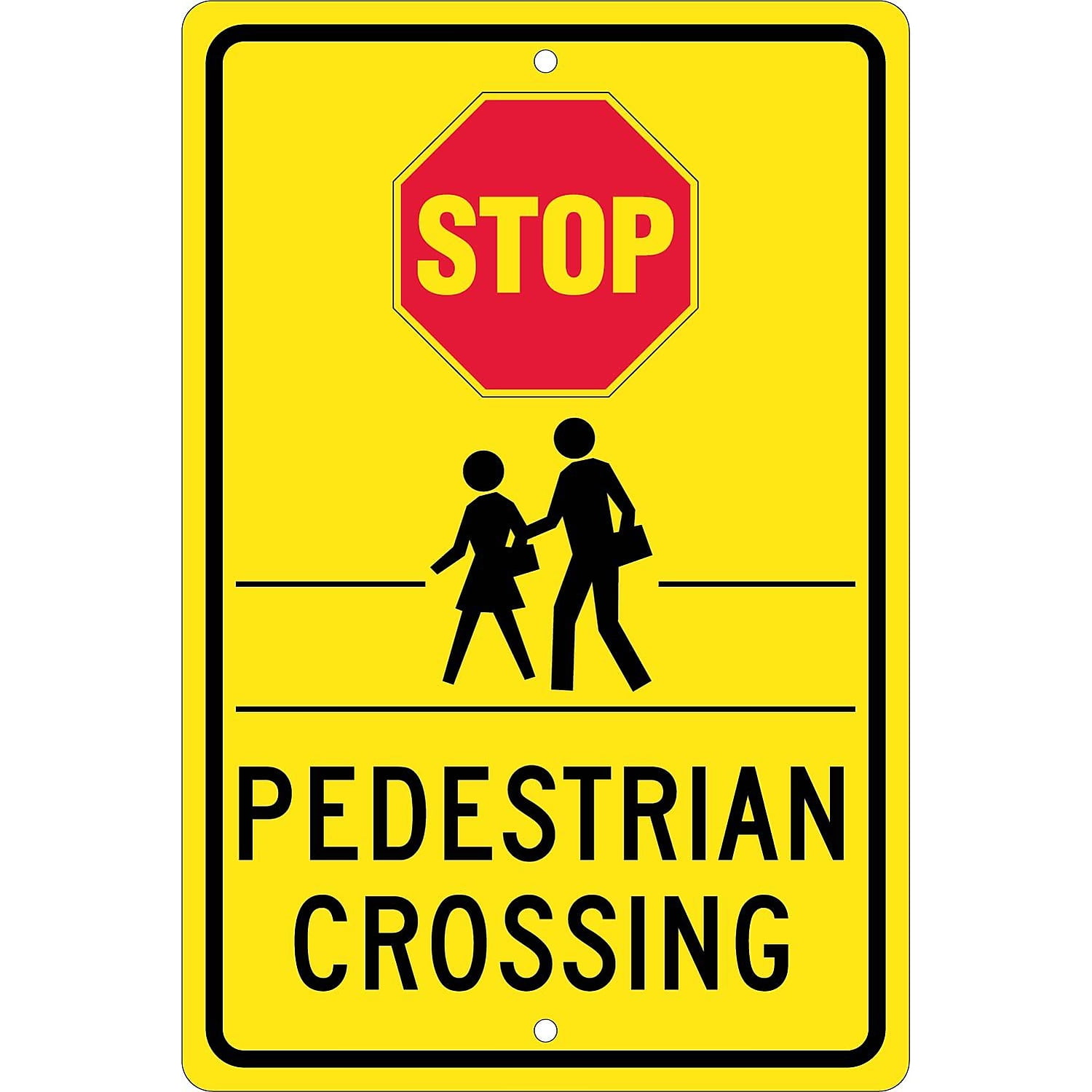 National Marker Reflective "Stop - Pedistrian Crossing" Pedestrian Sign ...