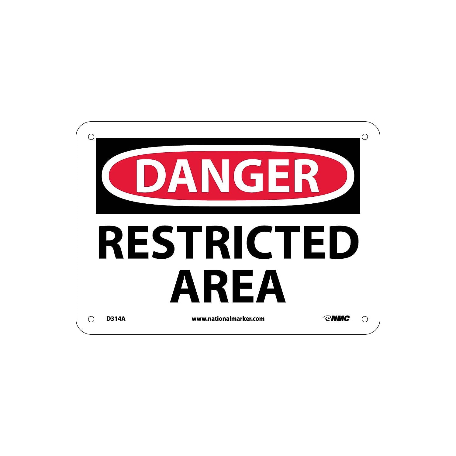 National Marker Restricted Area 7X10 .040 Aluminum Danger Sign D314A ...