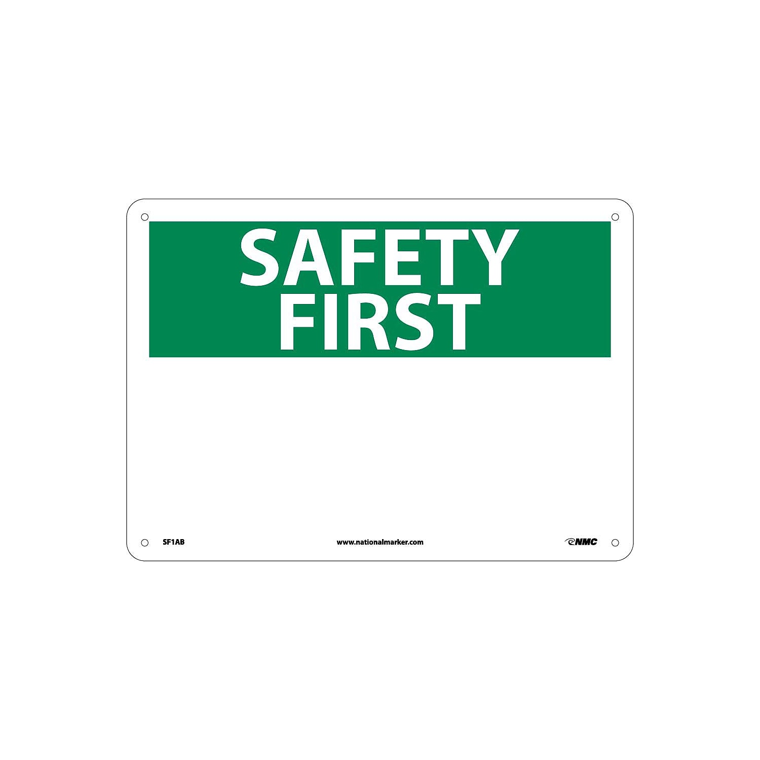 National Marker Safety First (Heading Only) 10X14 .040 Aluminum ...