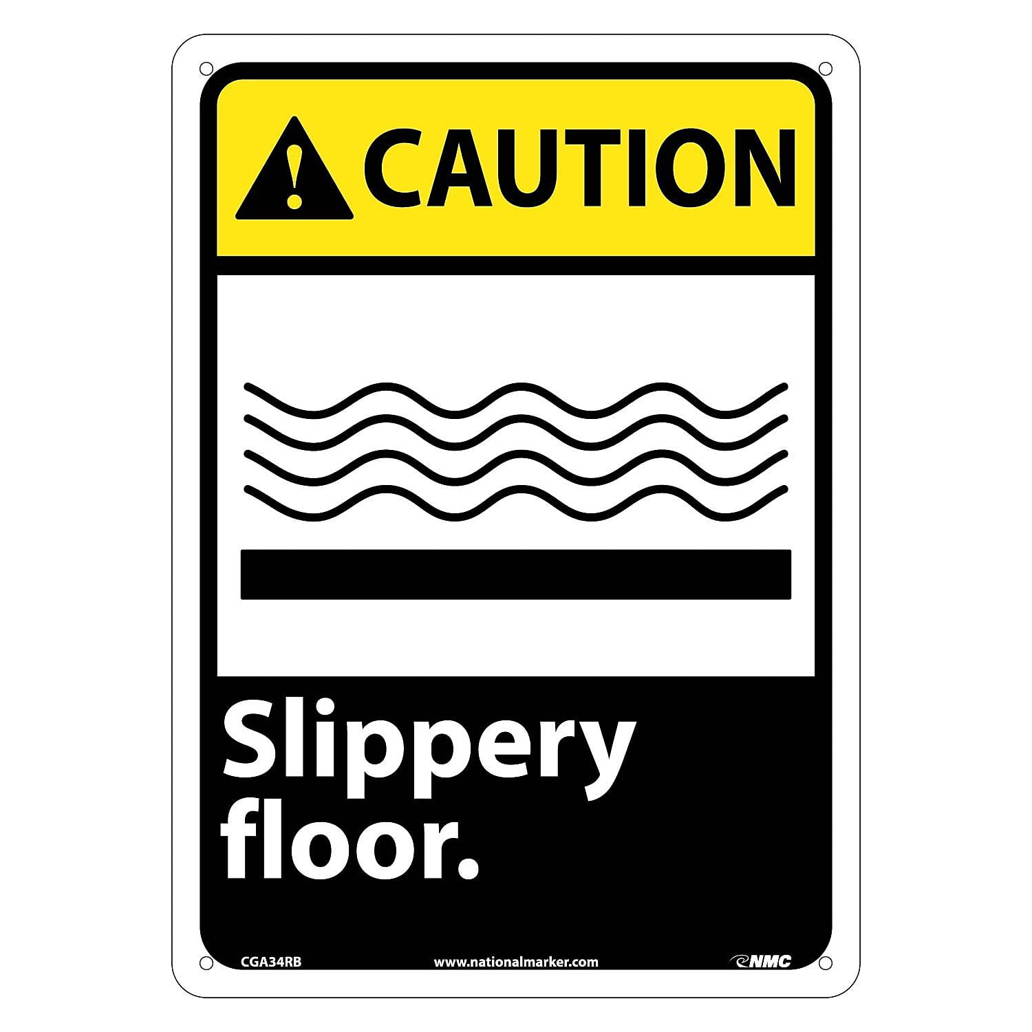 National Marker Slippery Floor 14X10 Rigid Plastic Caution Sign CGA34RB ...