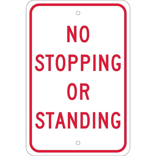 National Marker Traffic Warning Signs; No Stopping Or Standing 18X12 ...