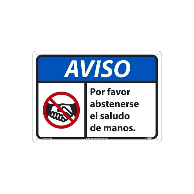 National Marker Wall Sign "Notice: Please Refrain from Shaking Hands ...