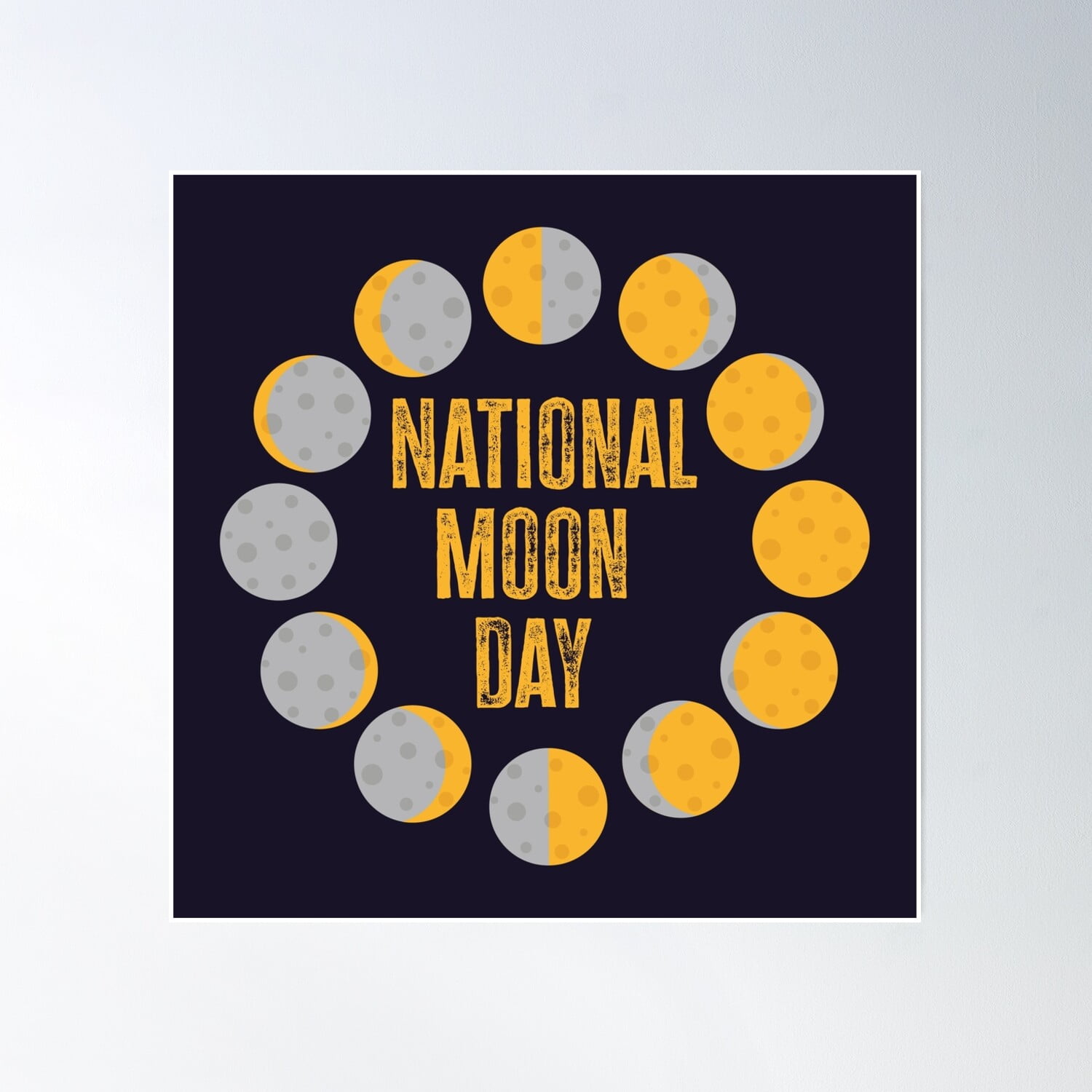 National Moon Day Phases Of Moon Half Full Moon Lunar Poster Wall Art ...