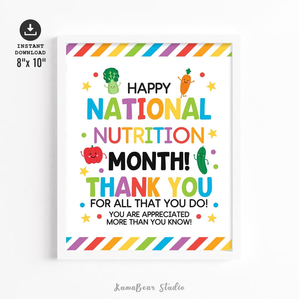 National Nutrition Month Sign Printable, Nutrition Month Poster ...
