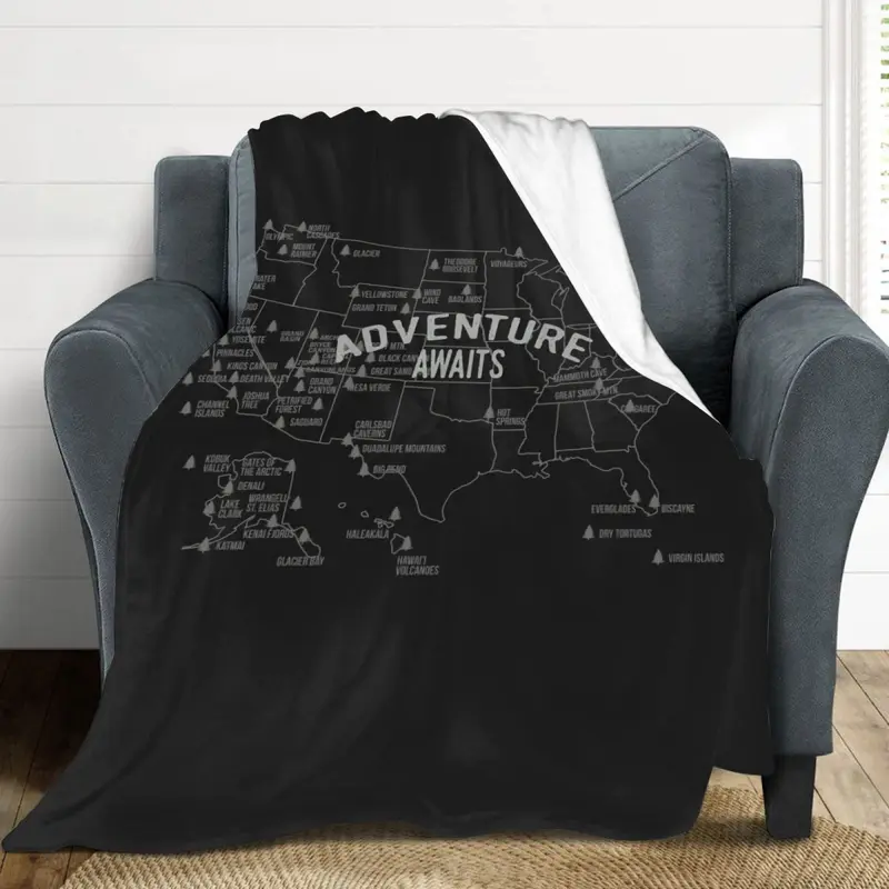 National Park Map Blanket Super Soft Warm for Bed Couch Sofa Twin ...