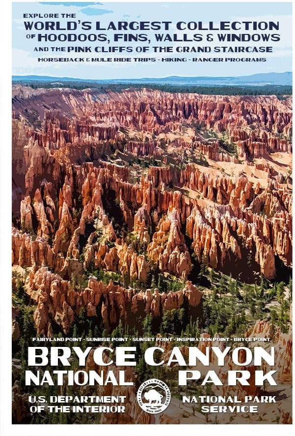 National Park Posters Bryce Canyon National Park, Add Some Retro Flair To Your Home - Original ...