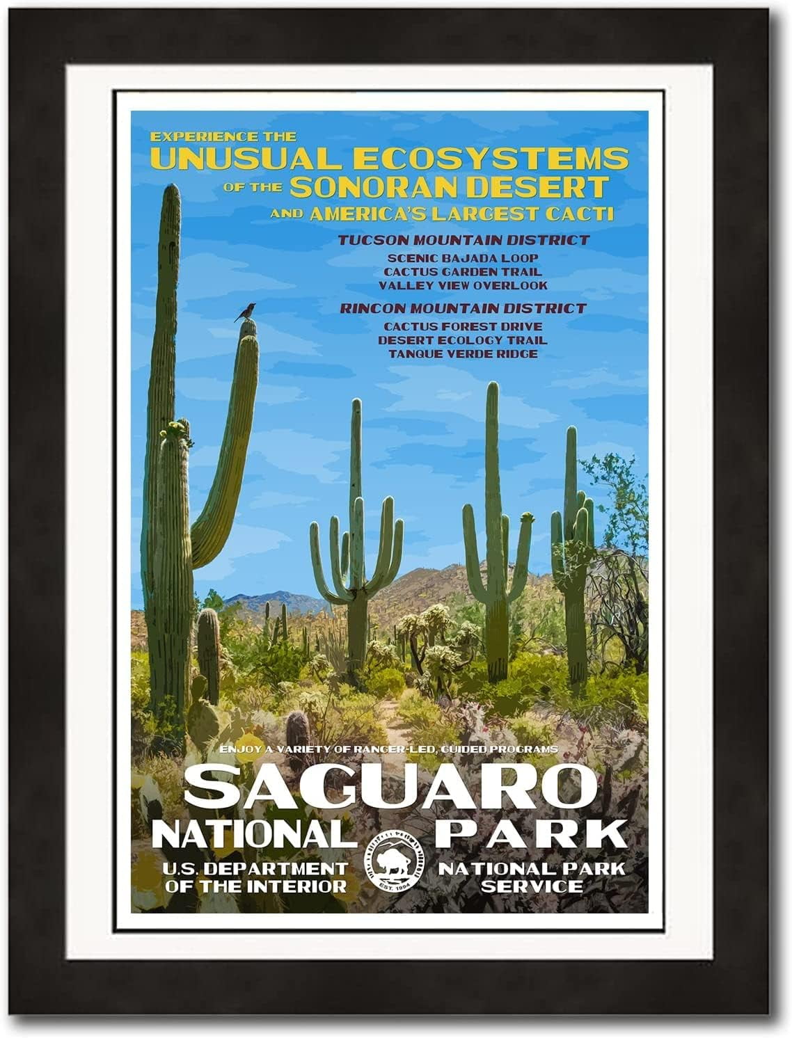 National Park Posters Saguaro Original Artwork - 13" x 19" by Rob ...