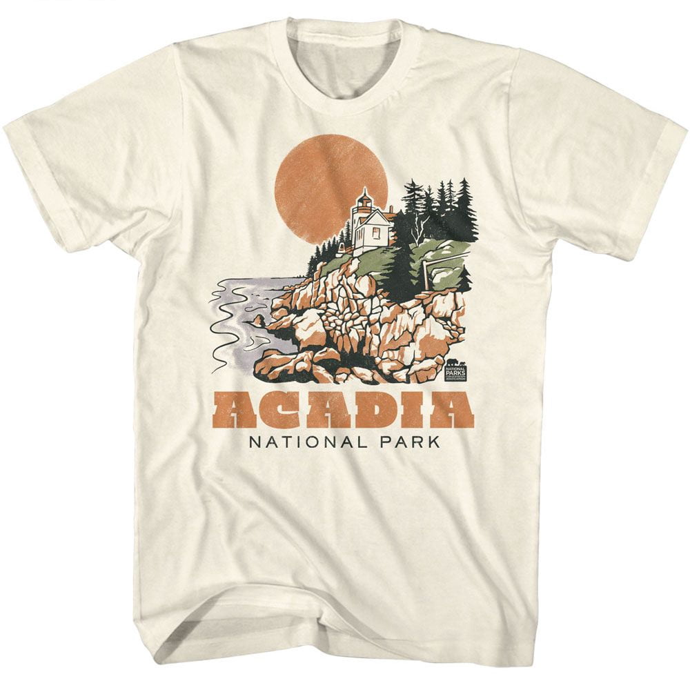 National Parks Acadia Drawn Lighthouse Natural Adult T-Shirt - Walmart.com