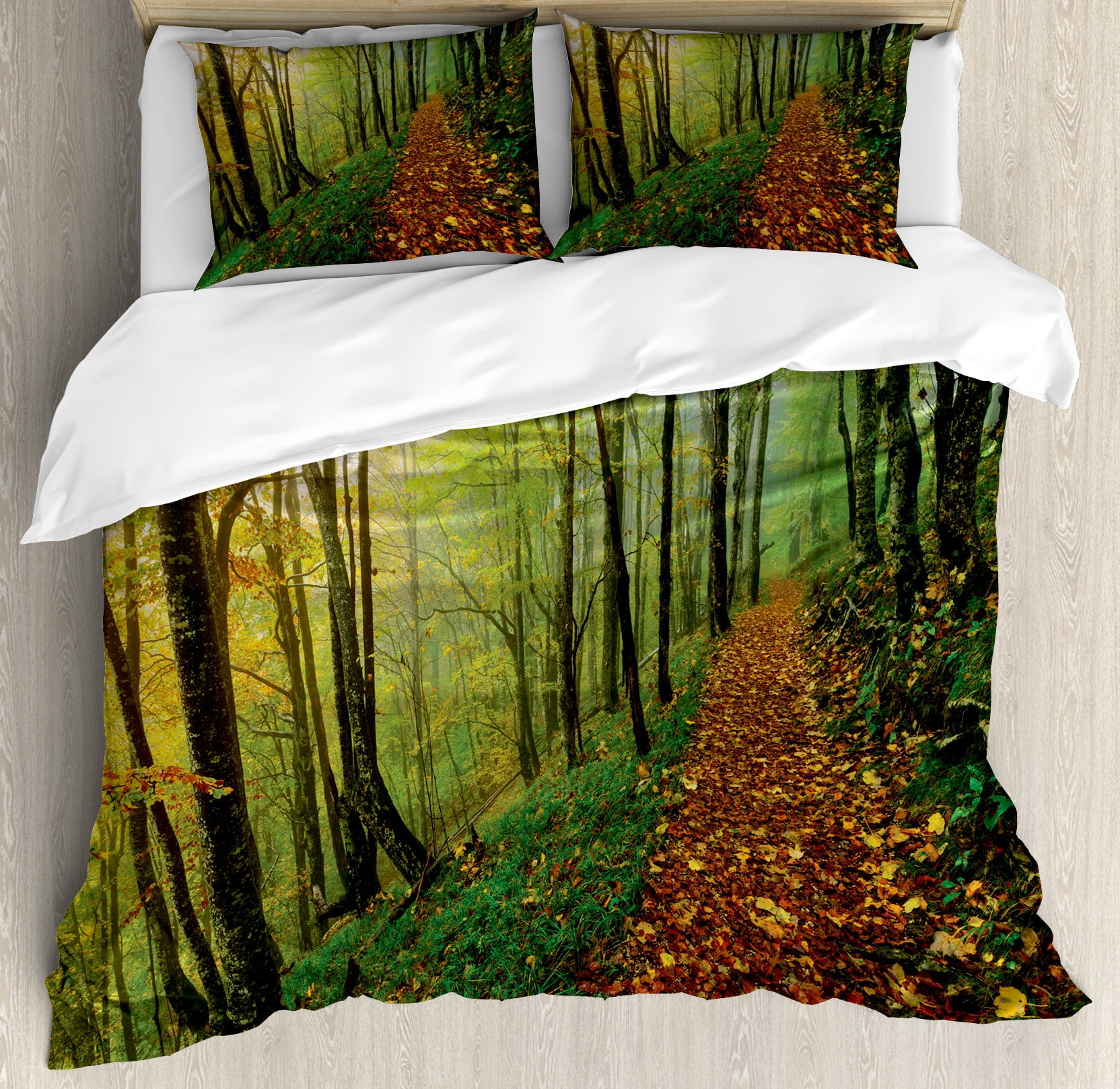 National Parks Duvet Cover Sets, Surreal Foggy View Deep in the Forest ...