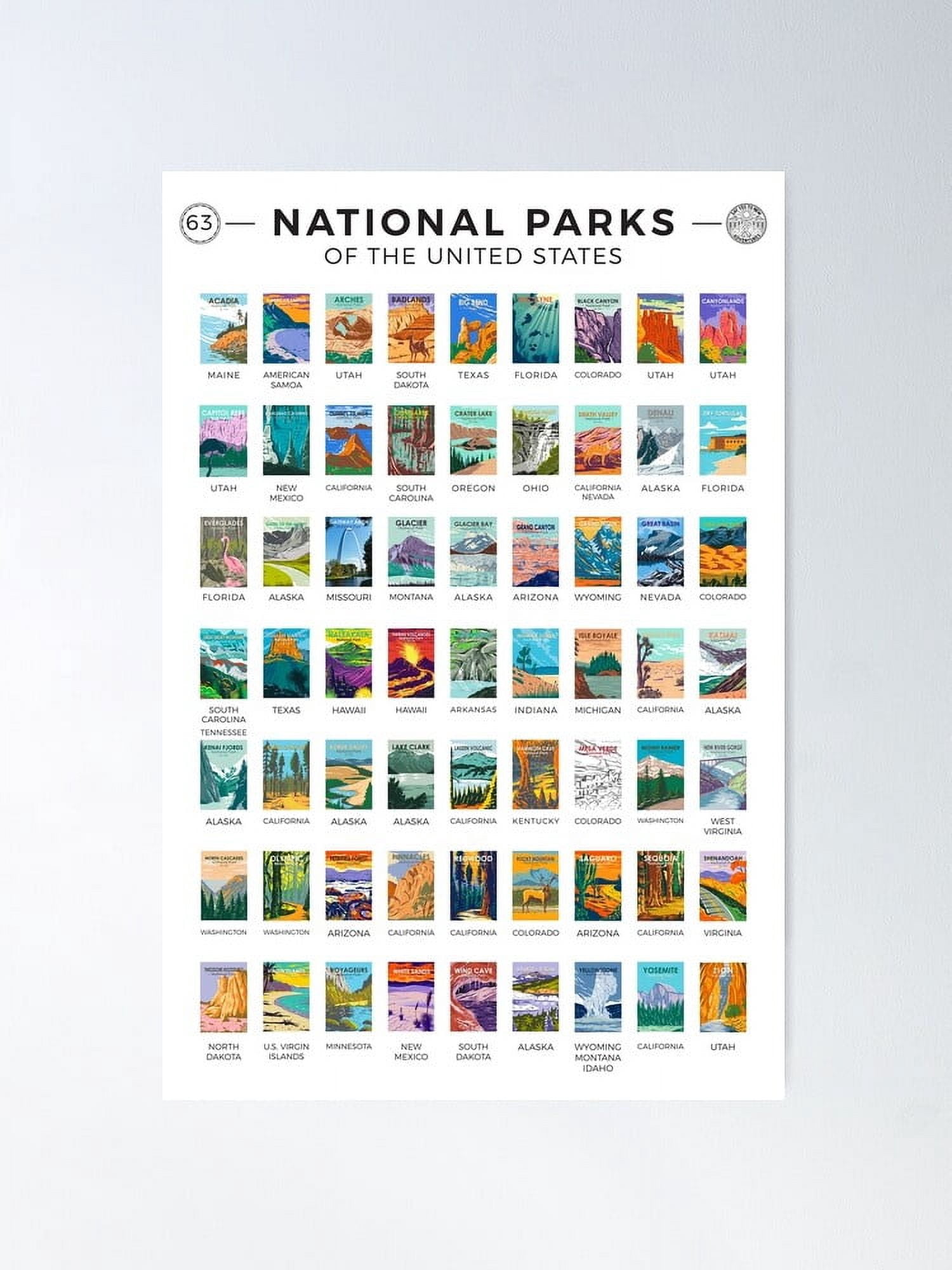 National Parks Of The United States Poster List Poster - Walmart.com