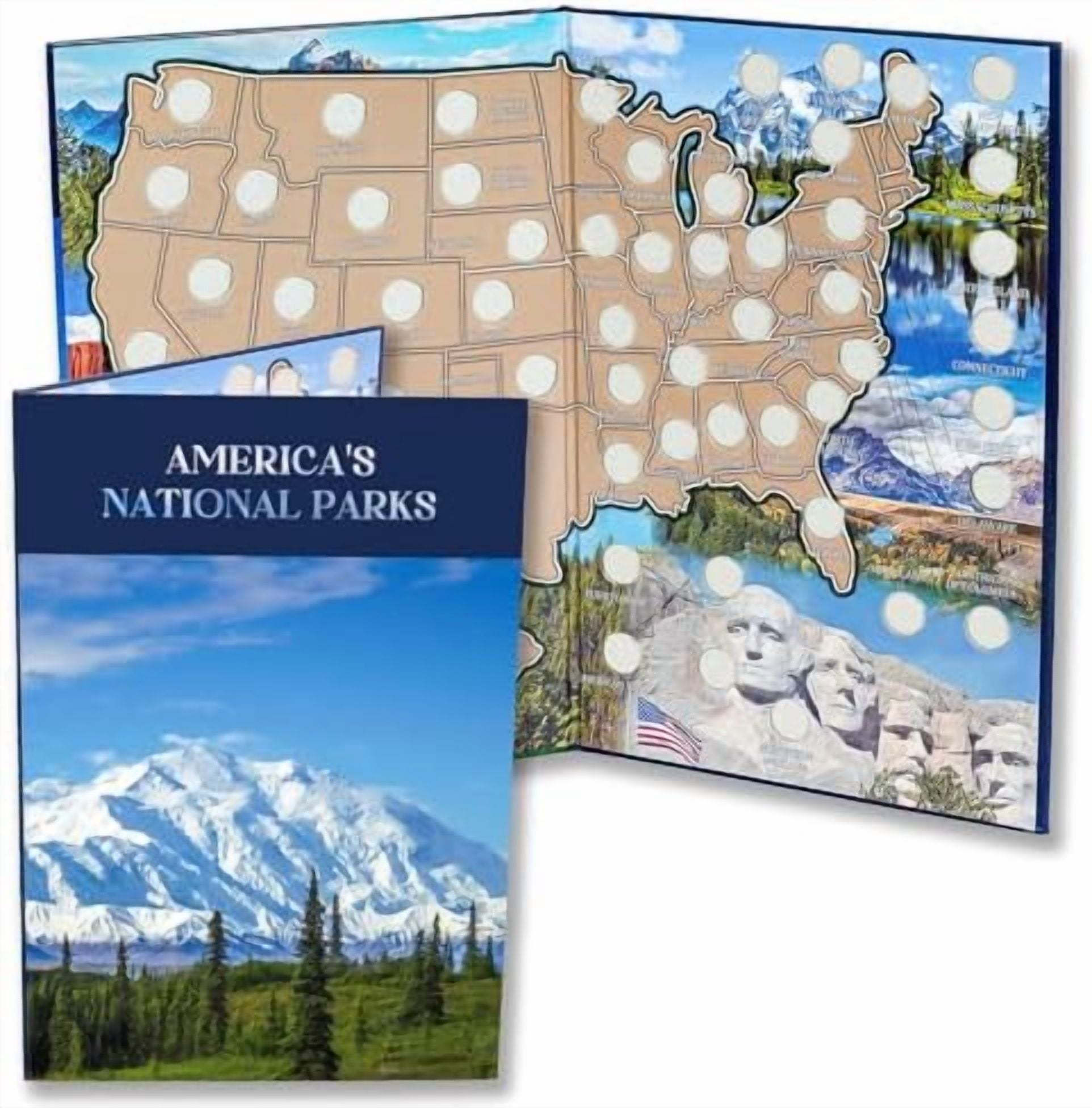 National Parks Quarter Coin Collection Book Folder Map, Quarters Holder ...