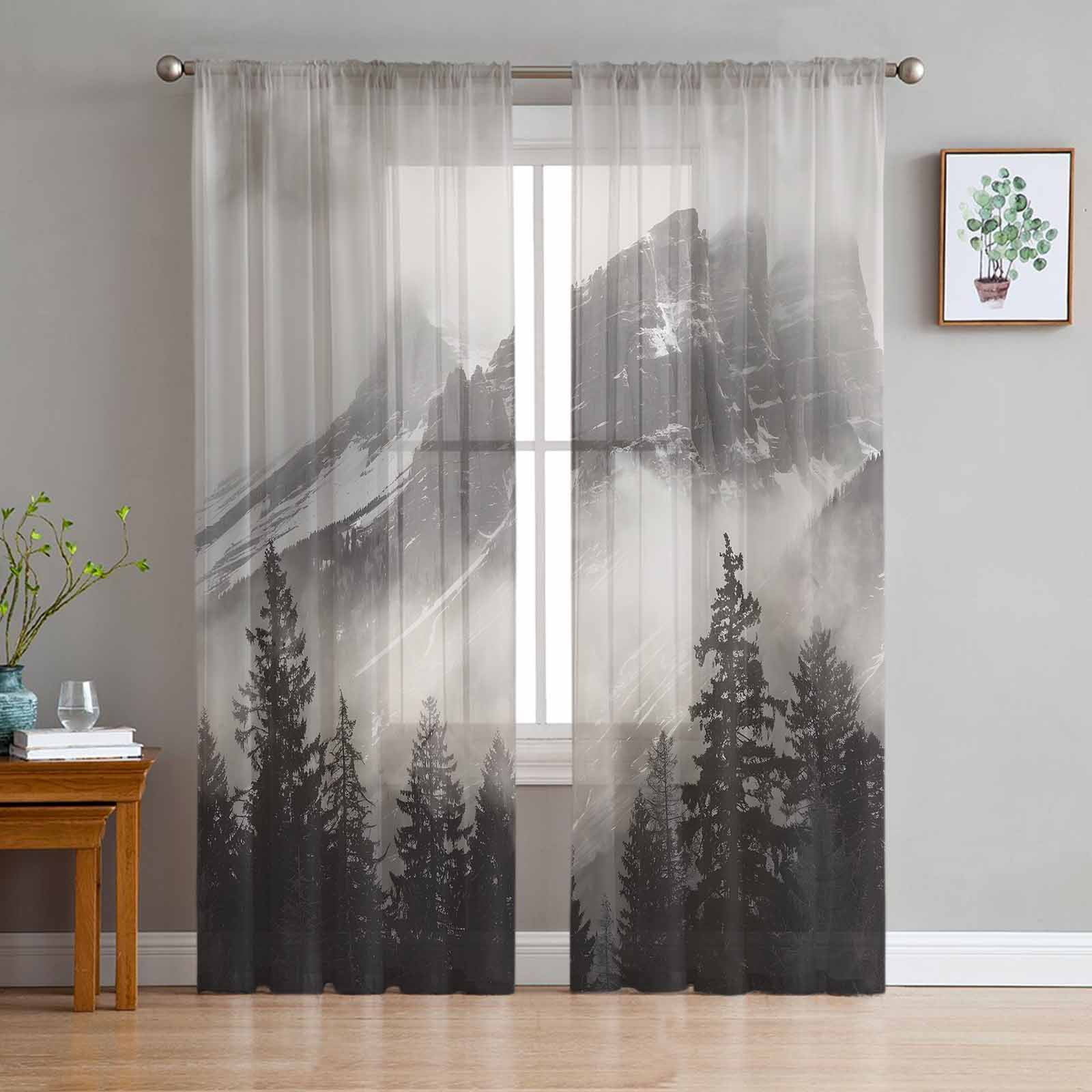 National Parks Sheer Curtains 72 Inch Length 2 Panels Set for Living ...