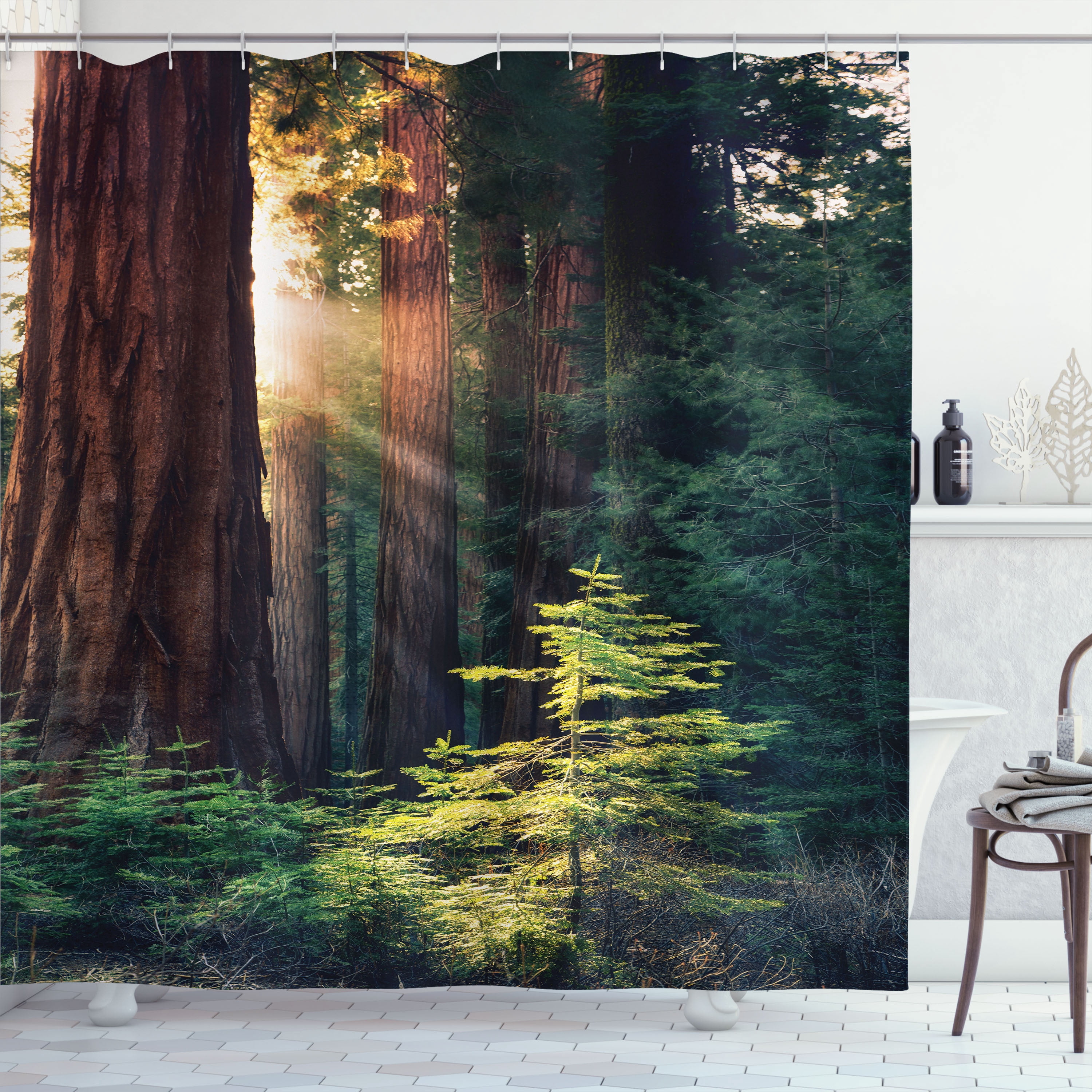 National Parks Shower Curtain, Morning Sunlight in Wilderness Yosemite ...