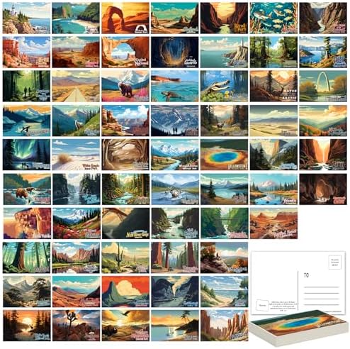 National Parks Theme Postcard Set: Horizontal Vintage Travel Posters ...
