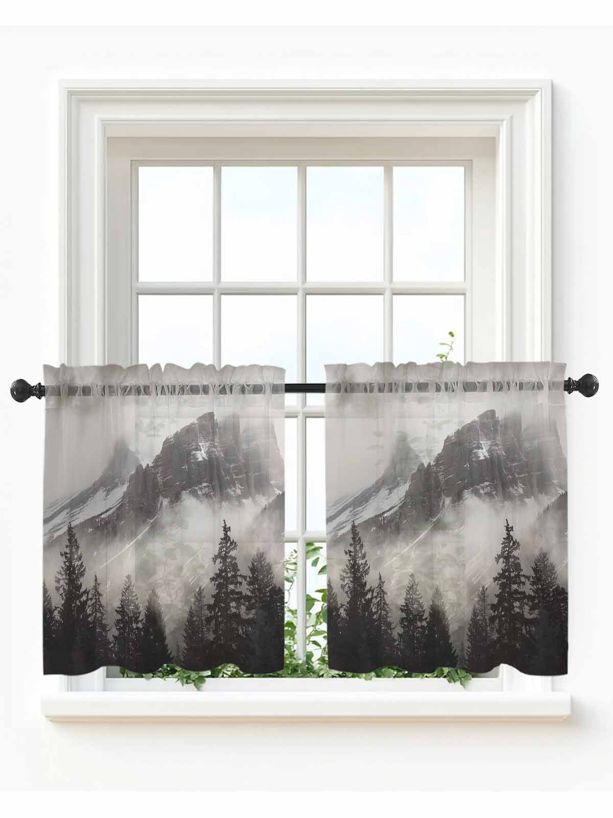 National Parks Tier Curtains 36 Inch Length,Sheer Curtains for Bedroom ...