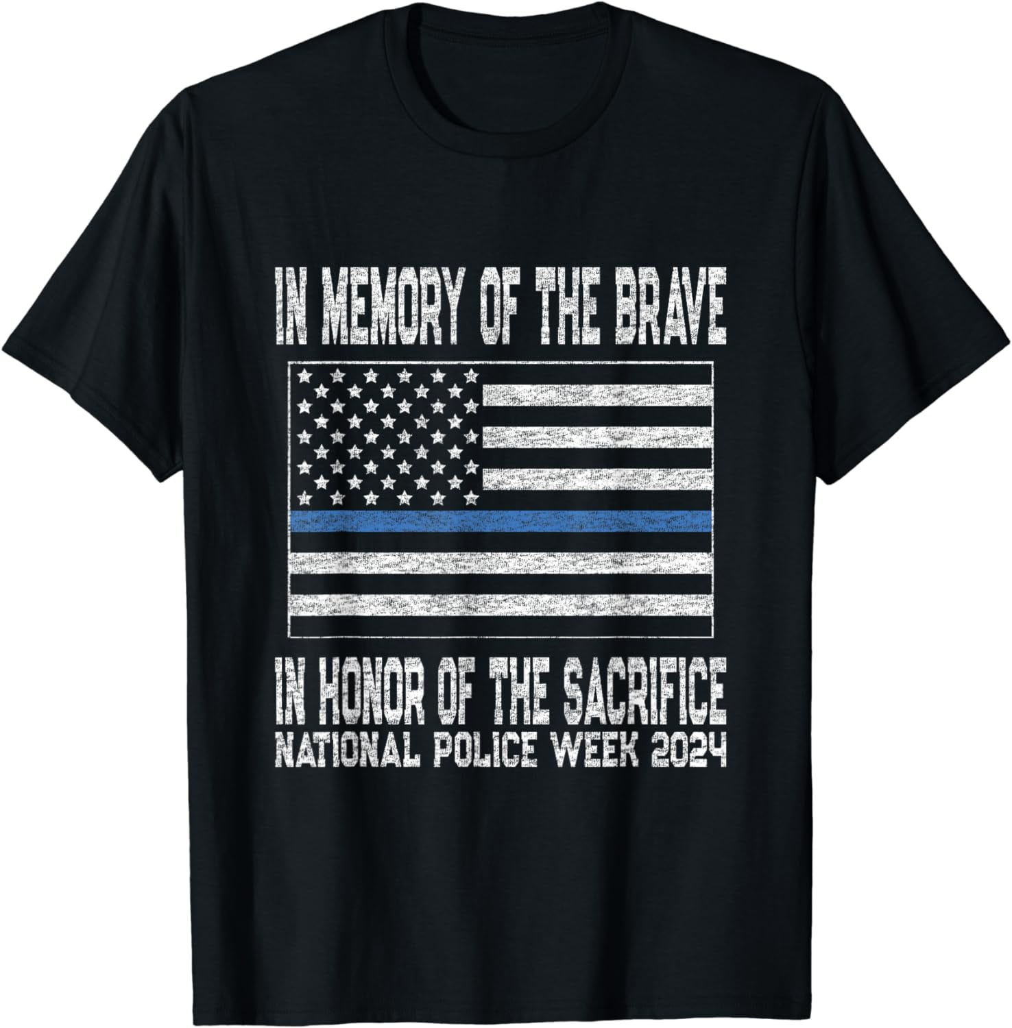 National Police Week 2024 Vintage Blue Line US Flag T-Shirt - Walmart.com