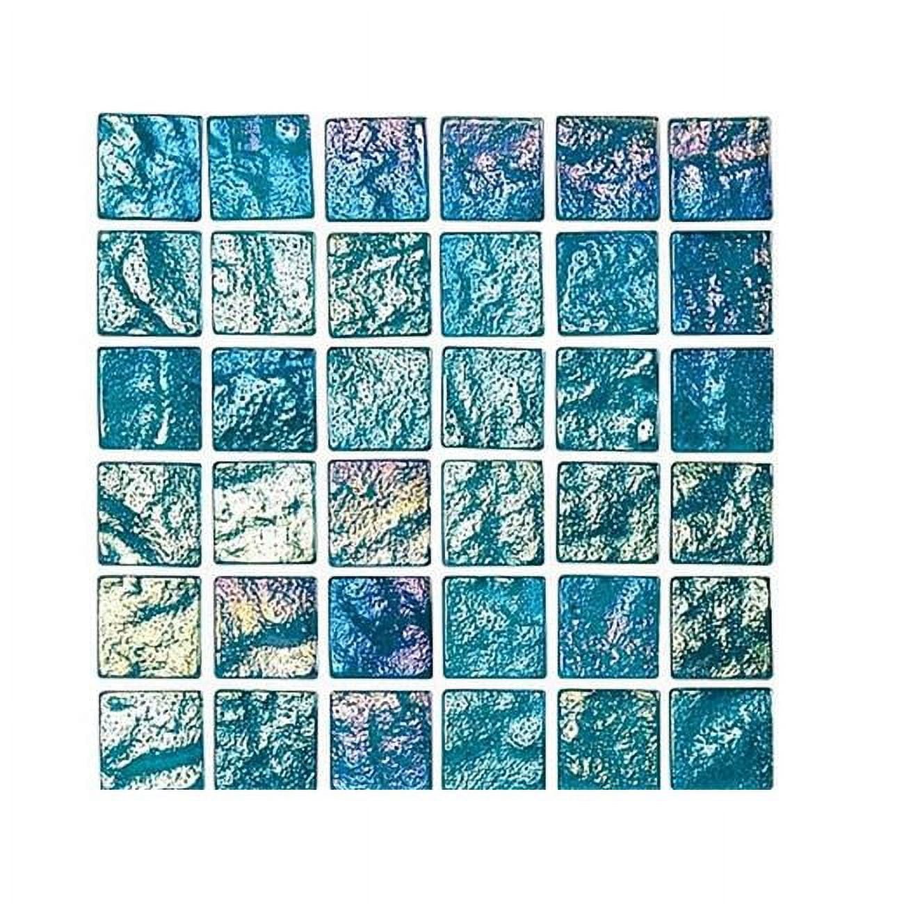 National Pool Tile LWV-AQUAMARINE 1 x 1 in. Lightwaves Collection Glass ...