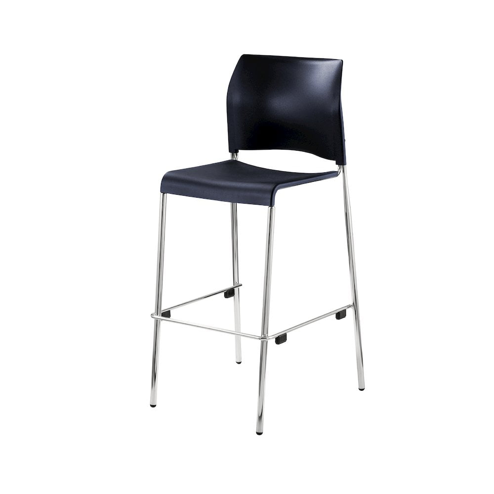 National Public Seating Cafetorium Bar Stool, Plastic Seat, Navy ...