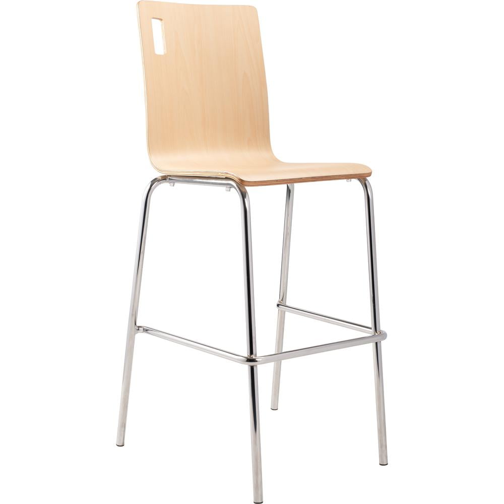 NPS Bushwick Series 46.5" Modern Wood Cafe Stool with HPL in Natural/Chrome - Walmart.com