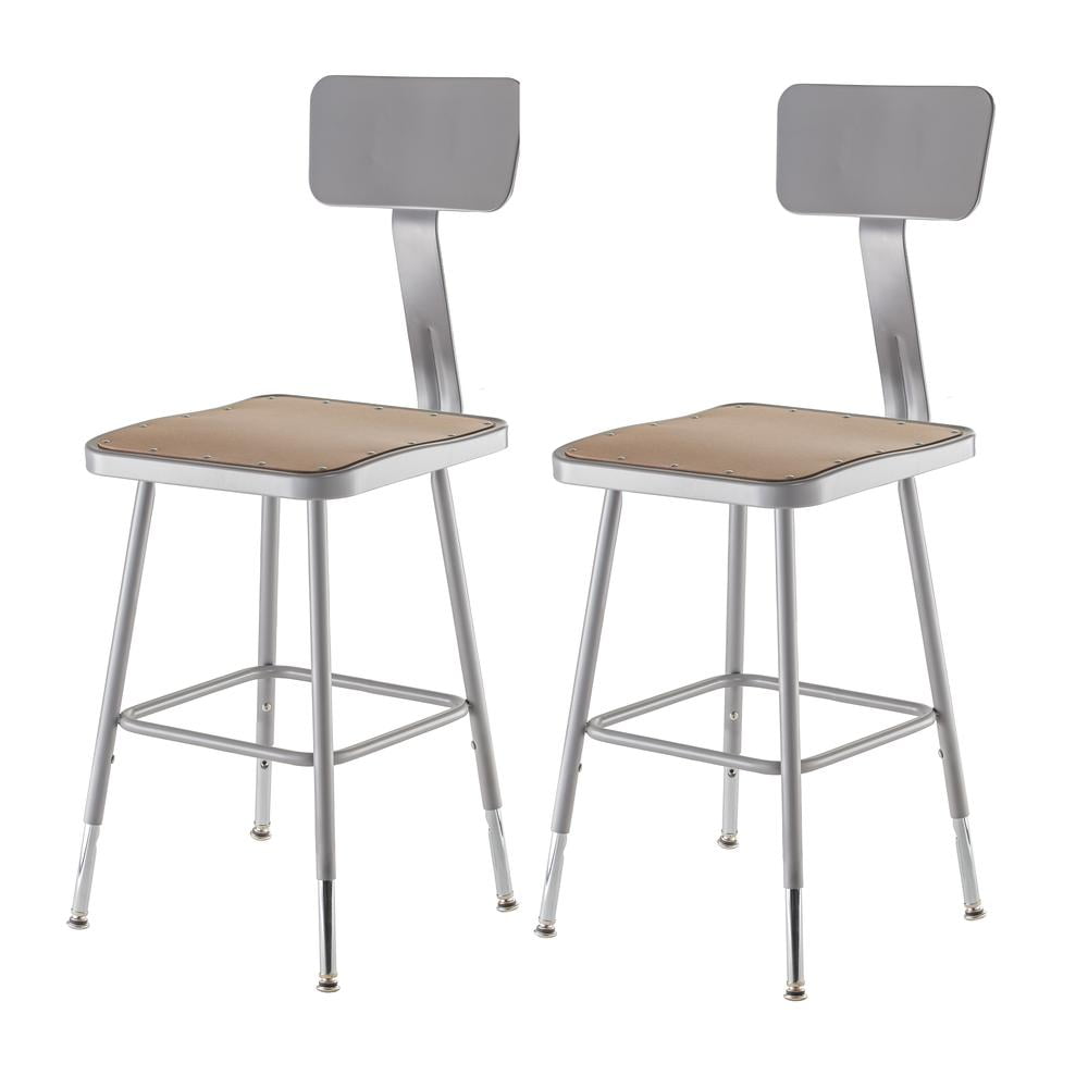 NPS 6300 Series 19-27" Metal Heavy Duty Stool with Backrest in Brown ...