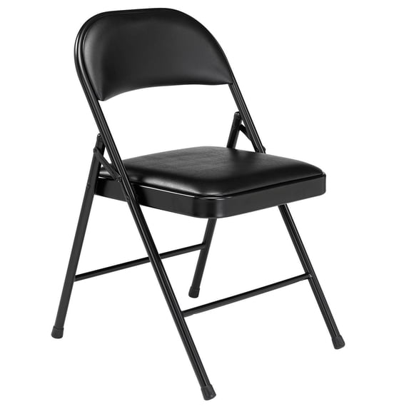 National Public Seating 607863BK Steel Folding Chair with Padded Vinyl ...