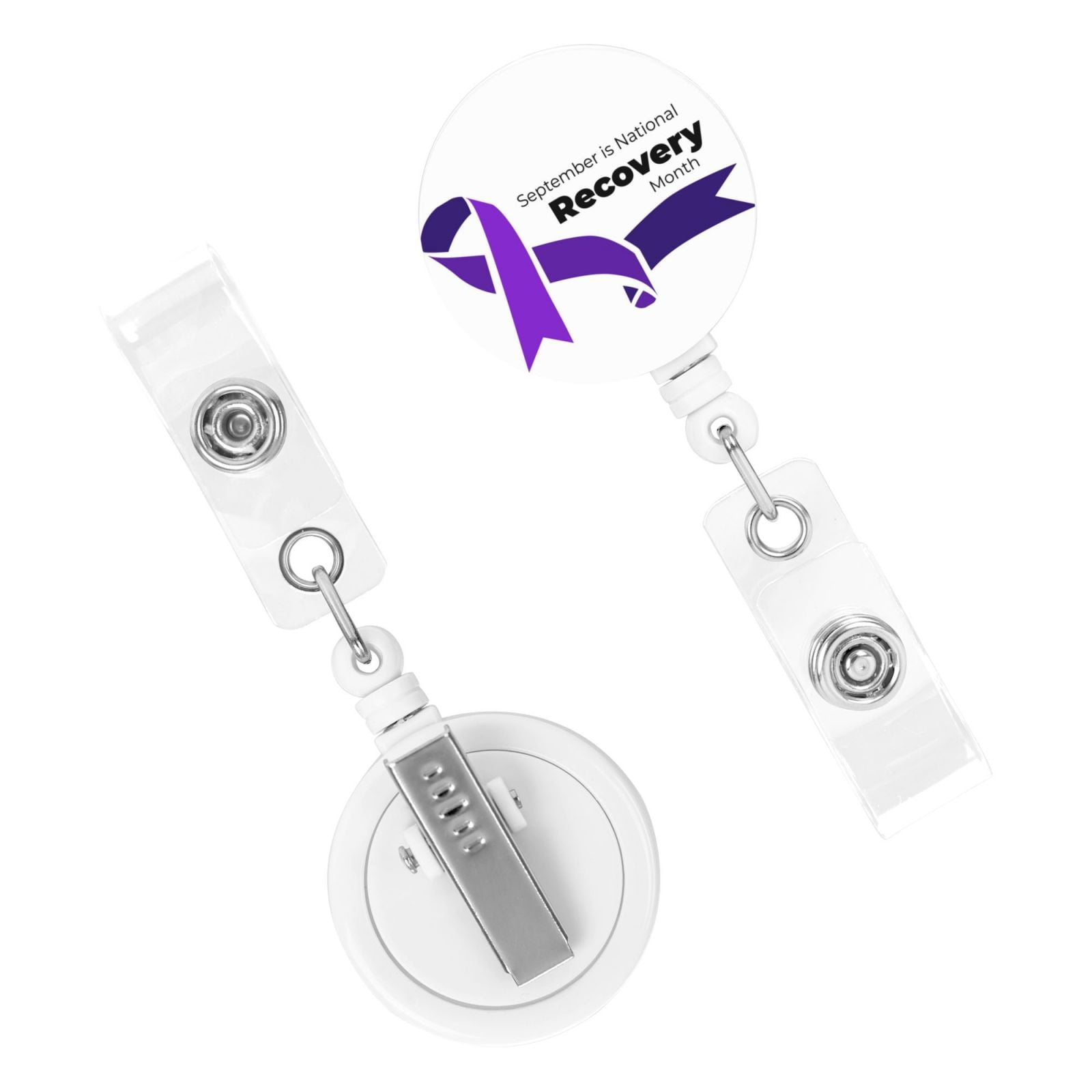 National Recovery Month Purple Ribbon Badge Reel Retractable Badge Clip ...