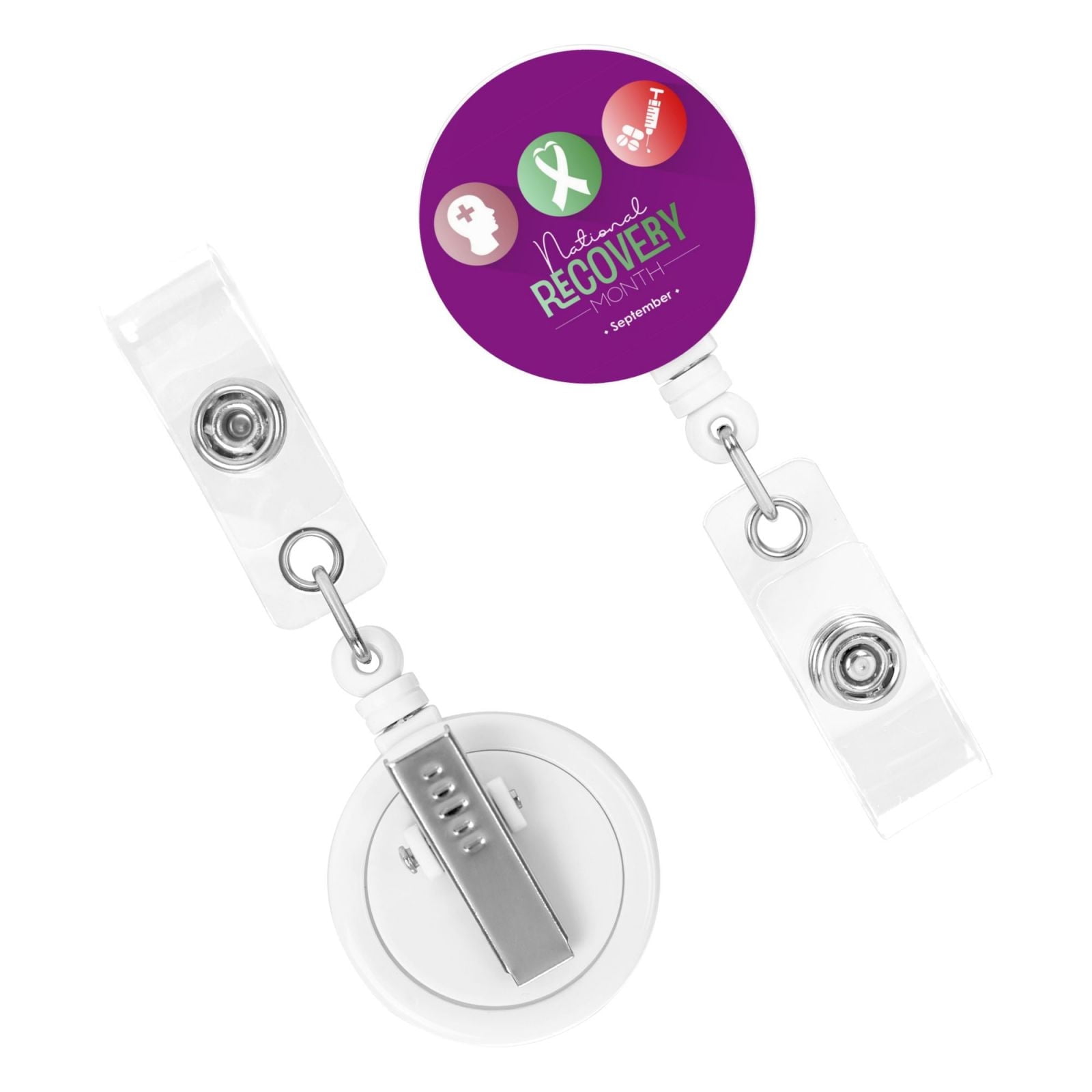National Recovery Month Purple Ribbon Badge Reel Retractable Badge Clip ...