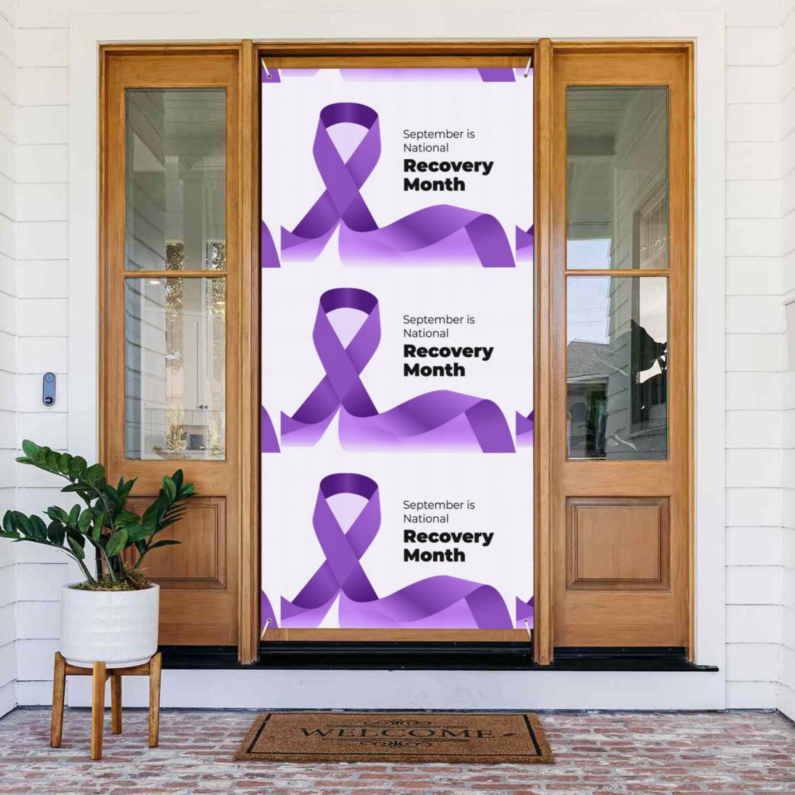 National Recovery Month Purple Ribbon Door Cover Decoration Backdrop ...