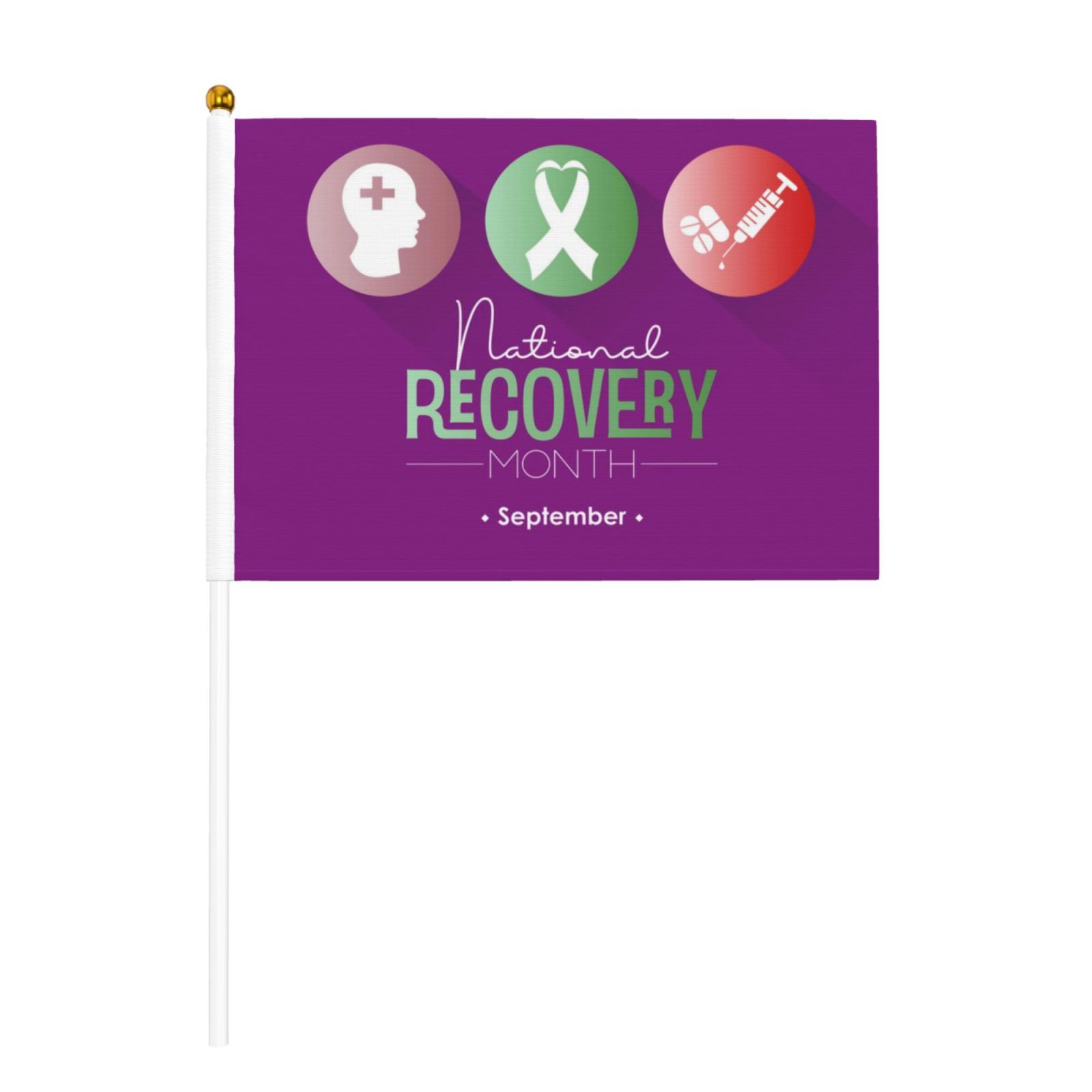 National Recovery Month Purple Ribbon Flag Small Mini Hand Held Flags ...