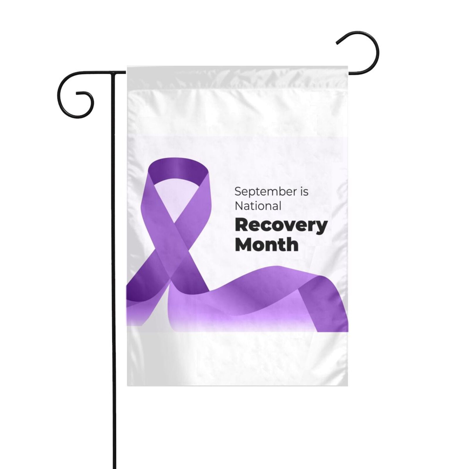 National Recovery Month Purple Ribbon Garden Flag Double Sided Yard ...
