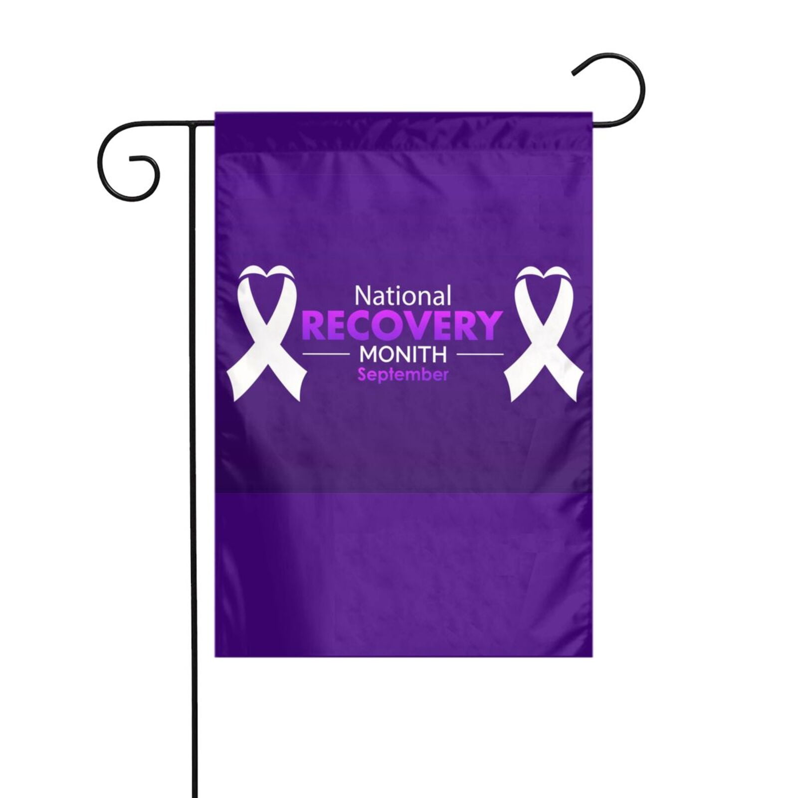 National Recovery Month Purple Ribbon Garden Flag Double Sided Yard ...