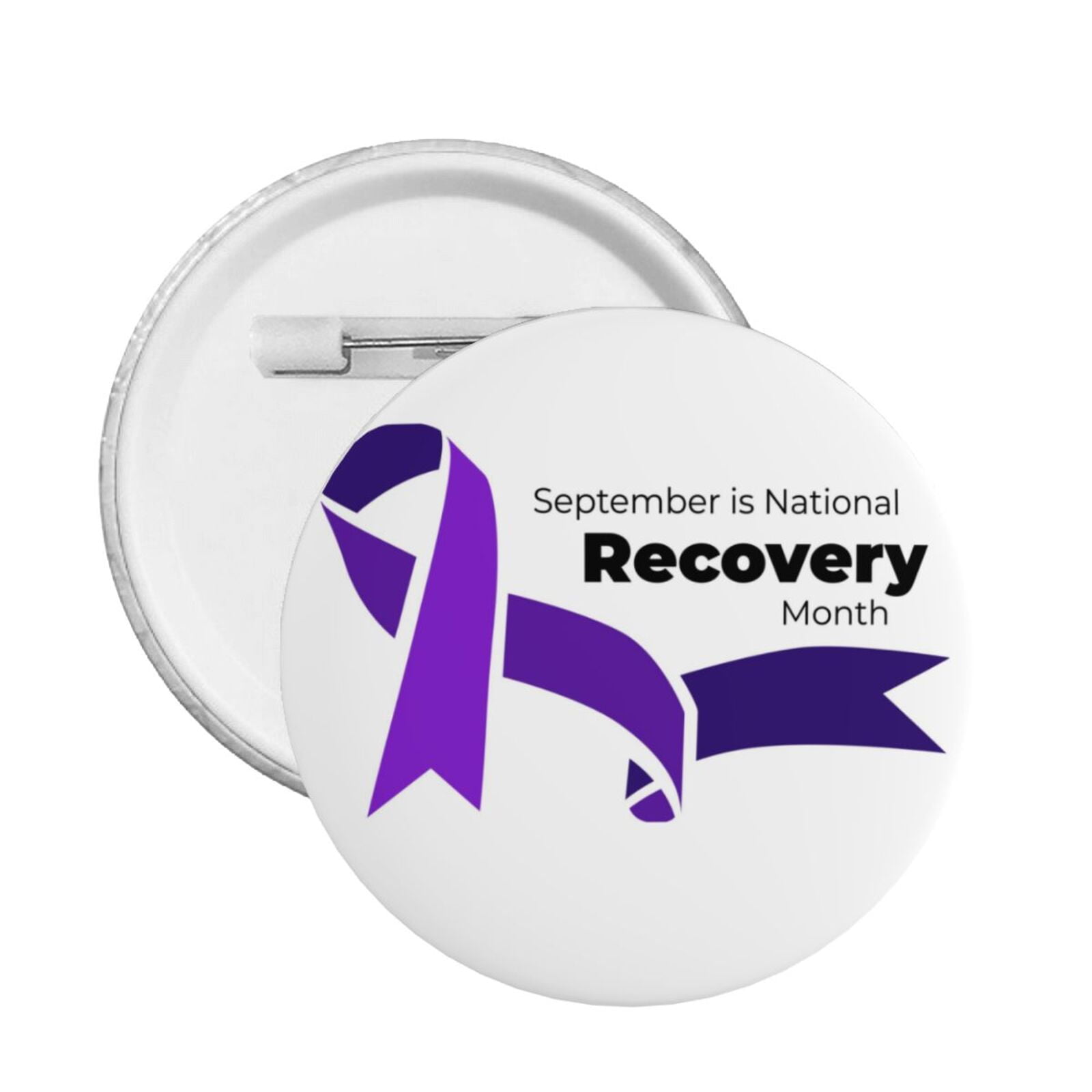 National Recovery Month Purple Ribbon Pin Button Badge, Personalised ...