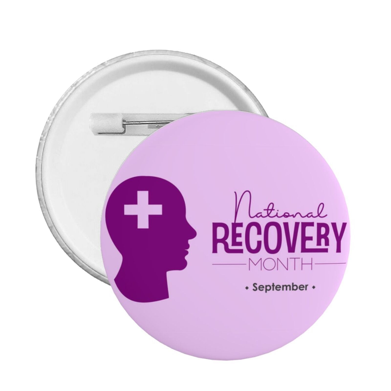 National Recovery Month Purple Ribbon Pin Button Badge, Personalised ...