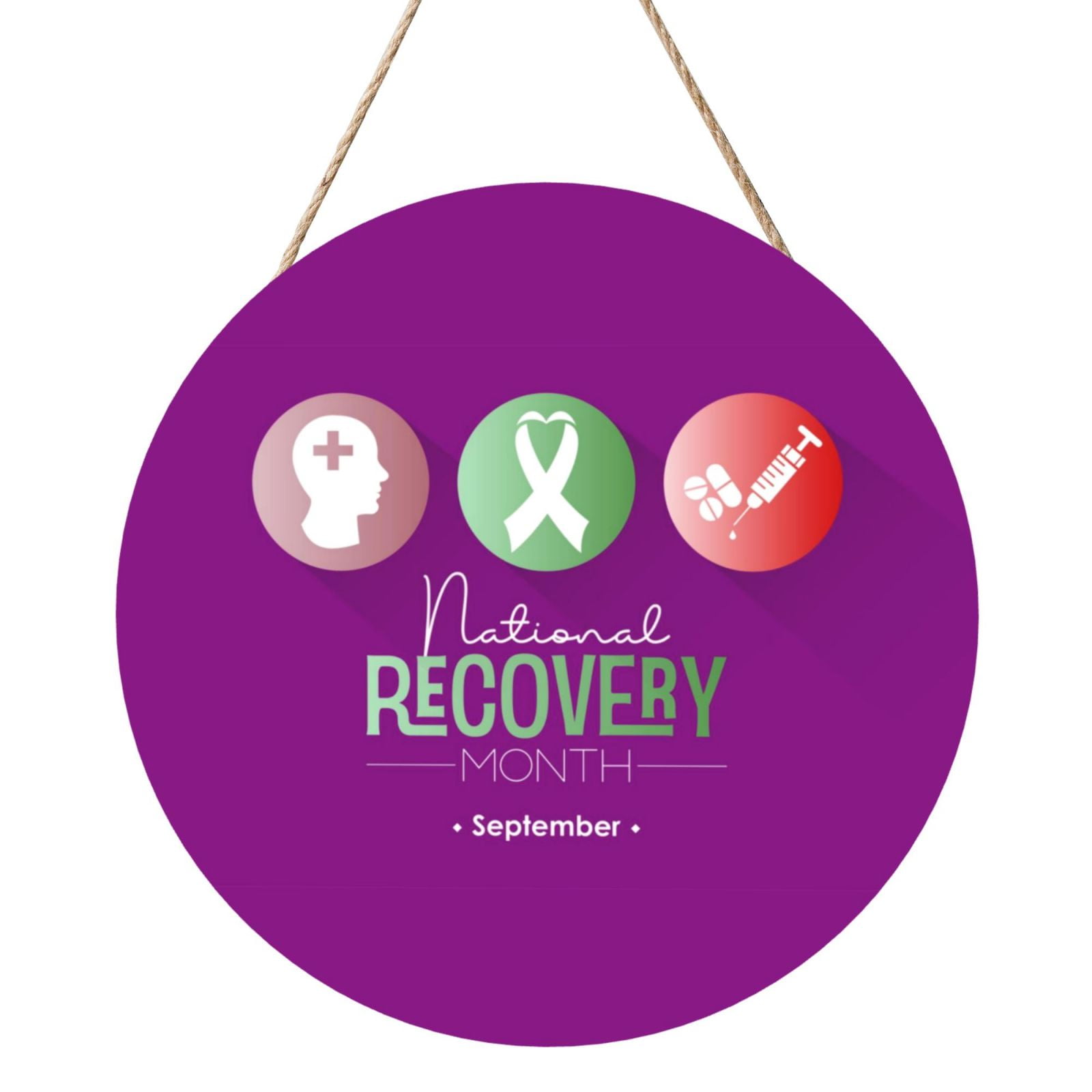 National Recovery Month Purple Ribbon Wooden Hanging Sign Ornament ...