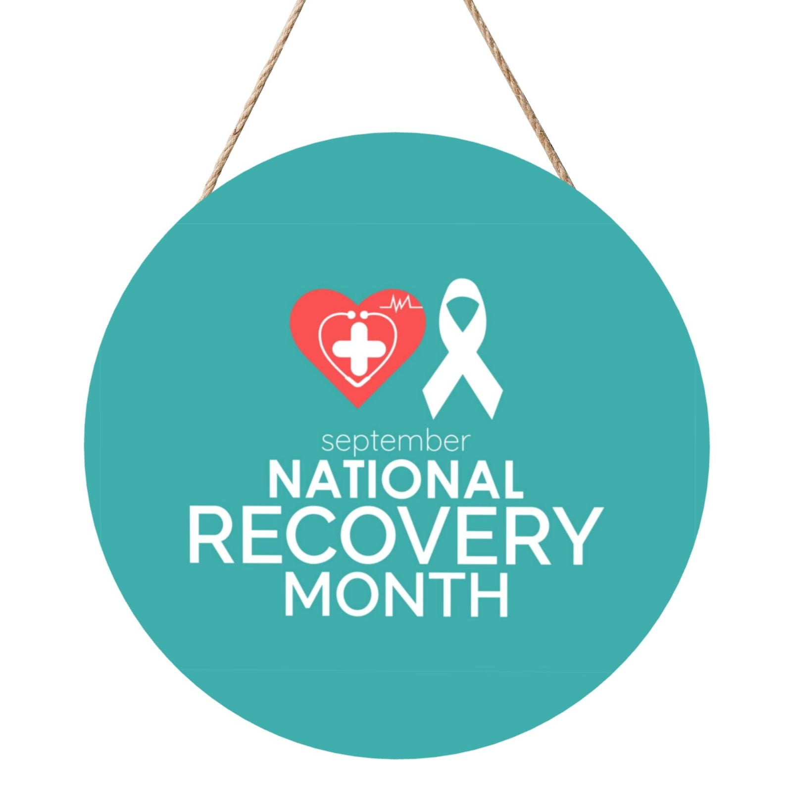 National Recovery Month Purple Ribbon Wooden Hanging Sign Ornament ...
