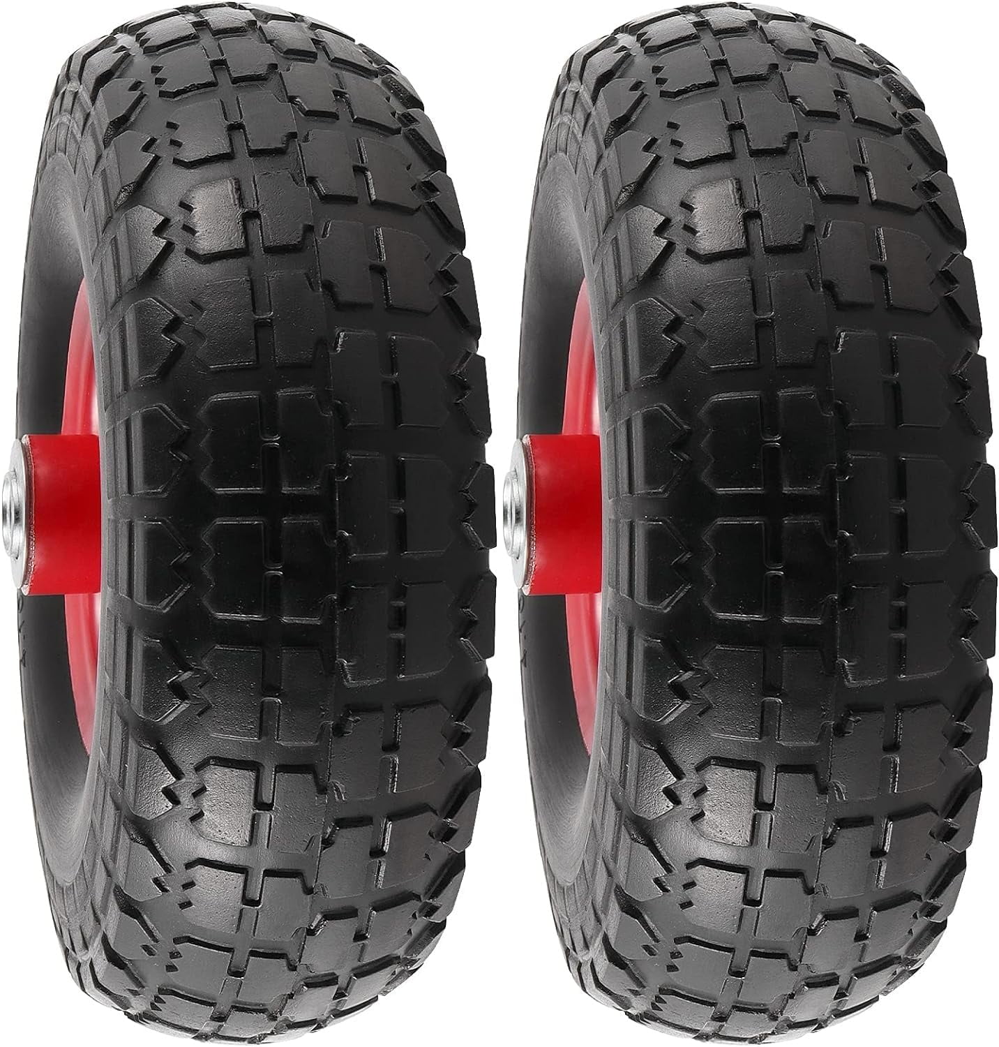 "2-Pack 10"" Flat Free Solid Polyurethane Hand Truck/Cart Tires, 2.25 ...