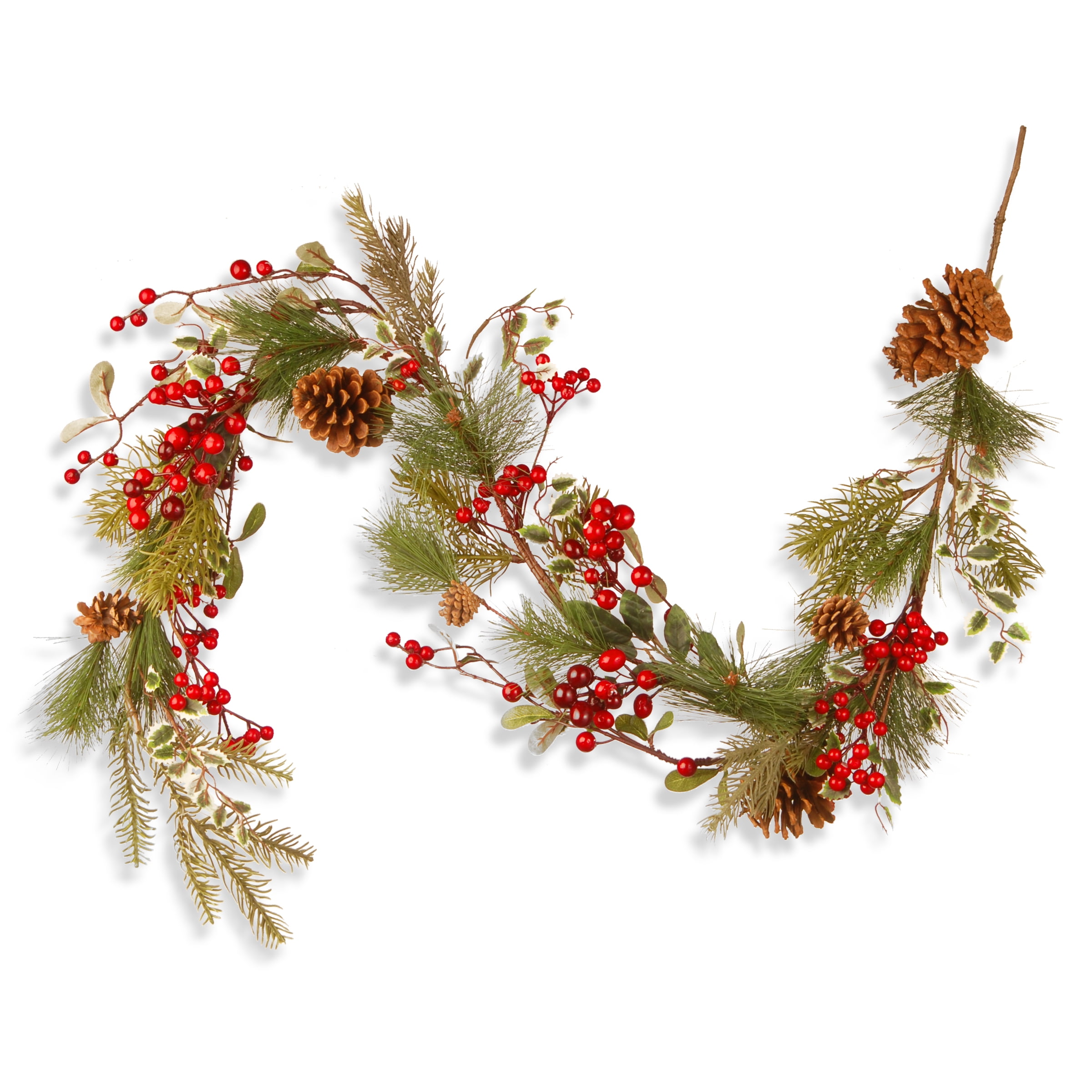 National Tree 5' Green and Red Berry Artificial Christmas Garland ...