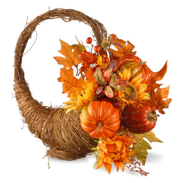 National Tree Artificial 22" Autumn Cornucopia Basket - Walmart.com