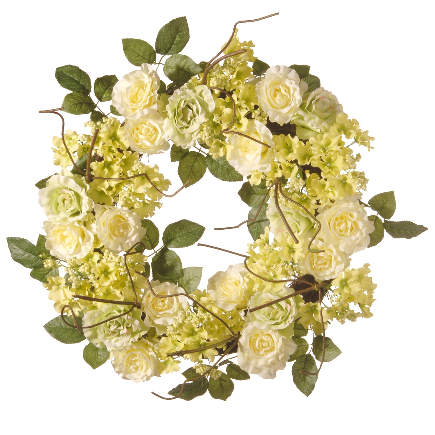 National Tree Artificial 24" Cream Rose Wreath - Walmart.com